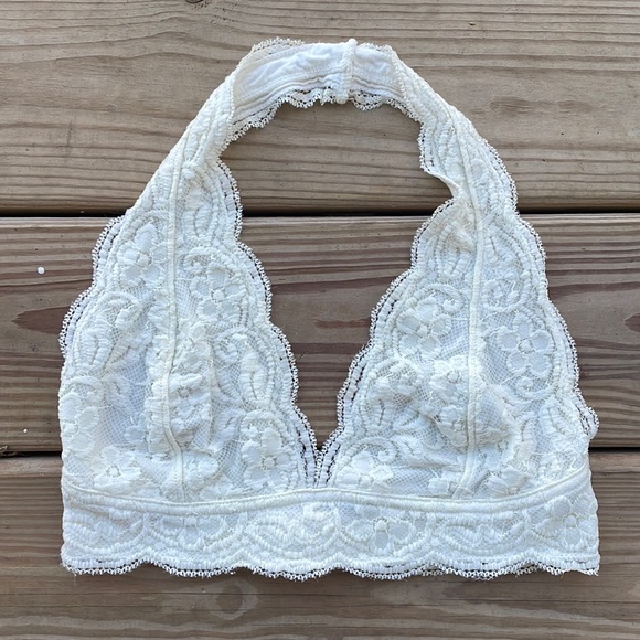 Urban Outfitters | Intimates & Sleepwear | Ivory Lace Plunging Halter ...